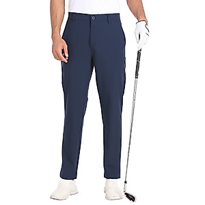 MoFiz Lightweight Slim Fit Golf Pants Stretch Pants Works Dress Comfort Light Trousers for Traveling Navy Size 34W