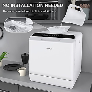 Hermitlux Countertop Dishwasher, 5 Washing Programs Portable Dishwasher With 5-Liter Built-in Water Tank And Inlet Hose & Drain Hose