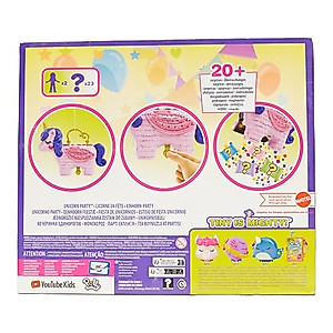 Polly Pocket Micro, Unicorn Party Playset, Pink Unicorn Toy with Purple Hair, 25 Toy Surprises Inside, Toys for Ages 4 and Up, One Playset, GVL88
