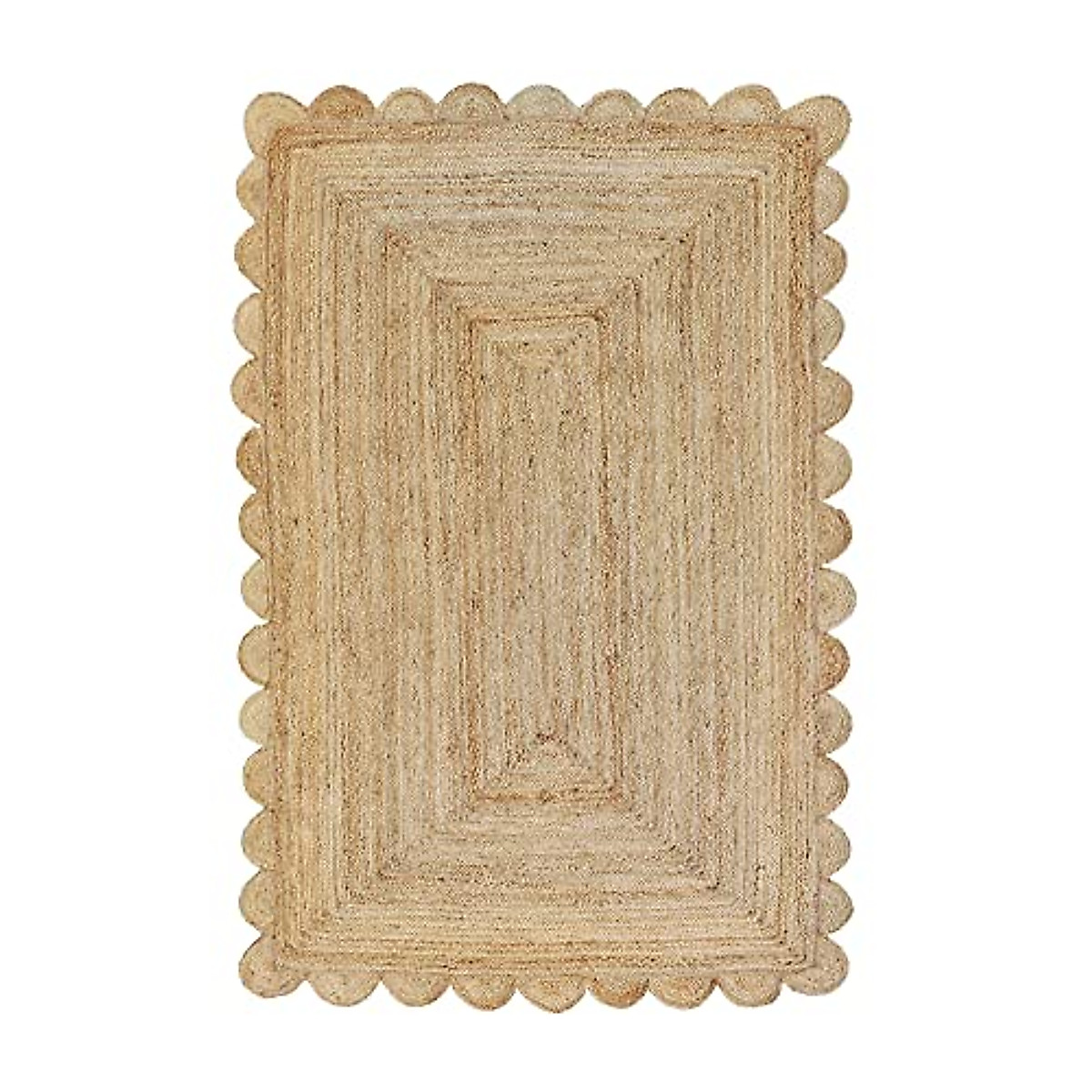 Gautam International Scalloped Natural Jute Area Rug, Natural Color (8'X10')