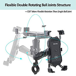 iMESTOU Auto Clamping Motorcycle Phone Mount Charger Wireless qi & USB Quick Charging 2 in 1 Handlebar Cell Phone Holder 9CM Stem 1" Ball Mount 720 Rotation Quick Release for 3.5-6.8 Inch Smartphone