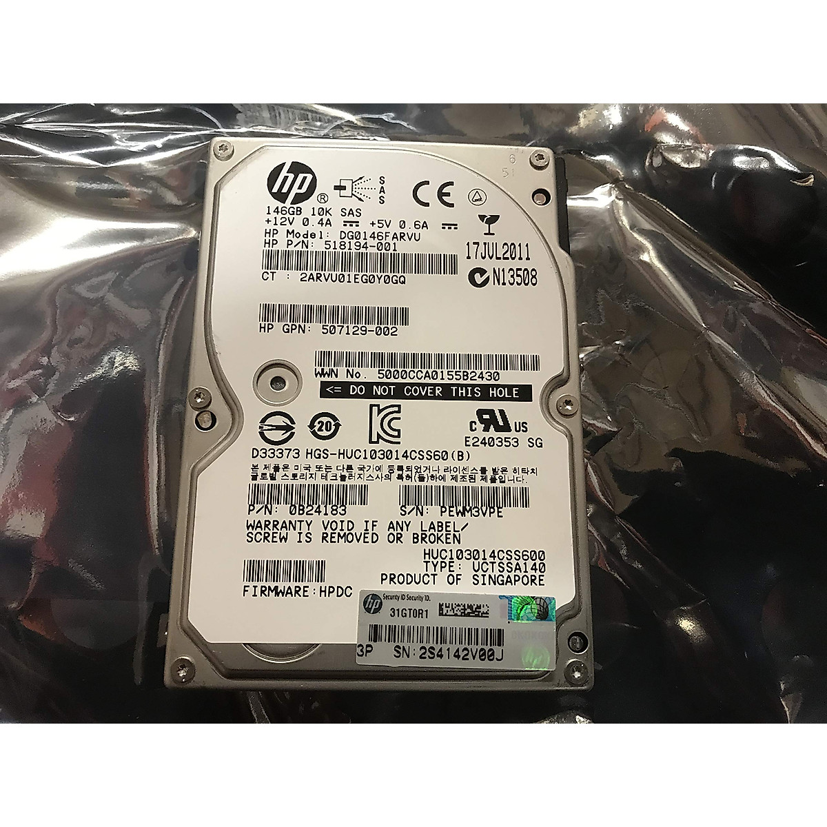 DG0146FARVU Compatible HP 146-GB 6G 10K 2.5 DP SAS (2 Pack)