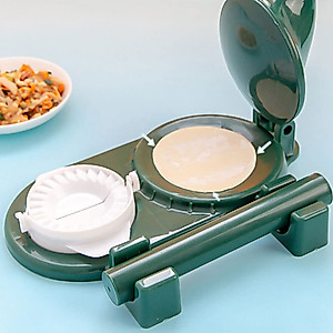 Angoily Manual Tortilla Maker Press Set with Dumpling Skin Maker Dumpling Mold Pizza Dough Pastry Presser Rotis Press Dumpling Wrapper for Home Kitchen Green, 24X7CM