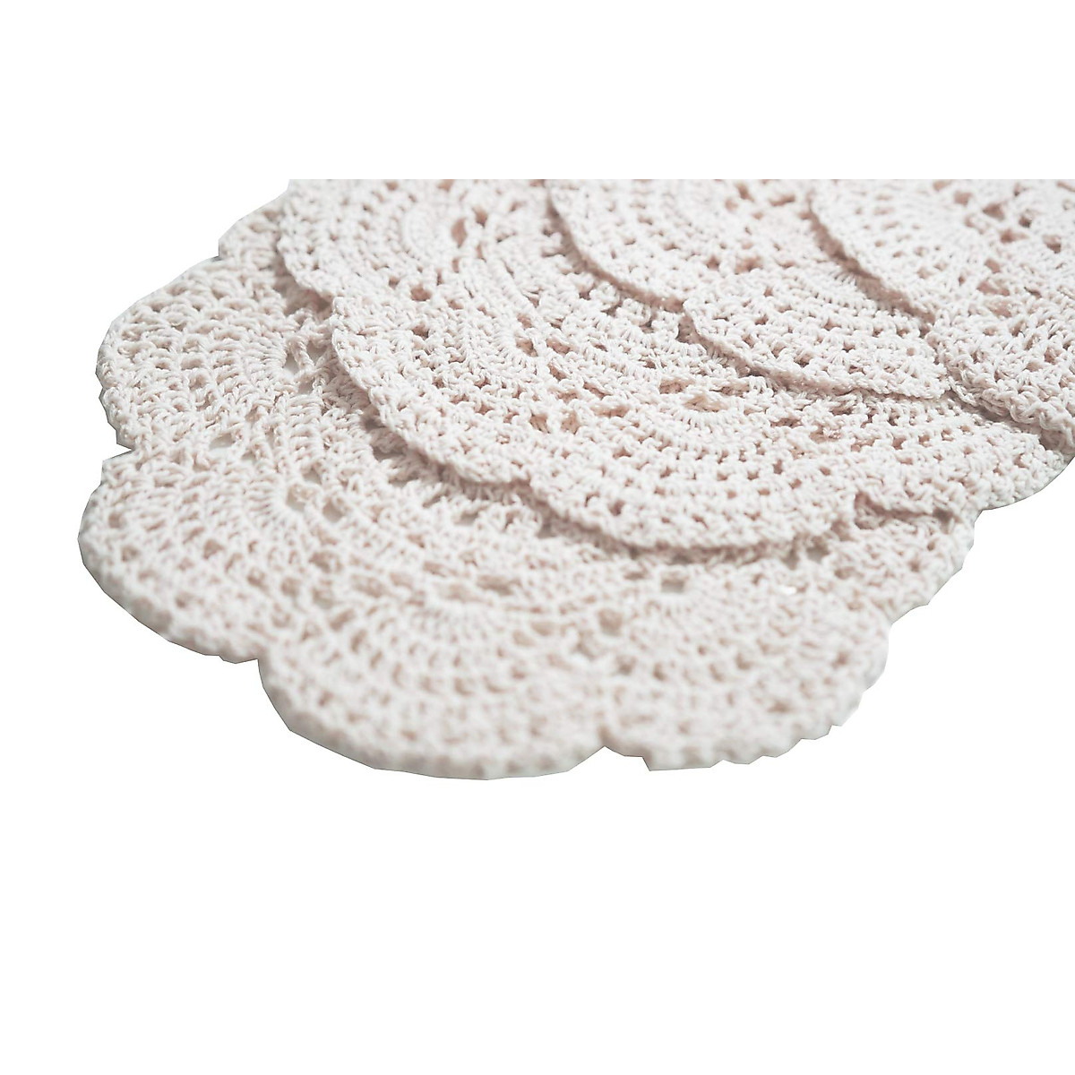 Phantomon 8 Inch Doilies Crochet Round Lace Doily Handmade Placemats 100% Cotton Crocheted Coasters, Pack of 4 (Beige)