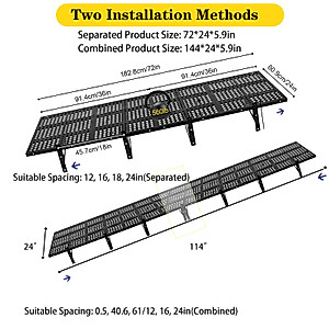 Garage Shelving Wall Mounted, 2-PACK 2x6FT Garage Shelving, 72”x 24”Garage Shelving Wall Mount Organizer, 560 lbs Load Capacity Garage Storage Rack Floating Shelves, with 4 Hooks, 1 Sets, Black