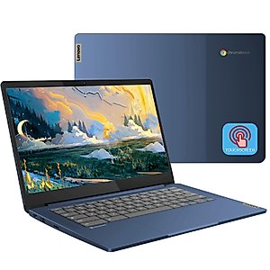 Lenovo Slim-3 Touch-Screen Chromebook Laptop Computer for Students and Business - 14" FHD Display, 13.5H Long Battery Life, MediaTek 520, 4GB RAM, 64GB eMMC, 128GB Micro SD, Wi-Fi 6, Chrome OS
