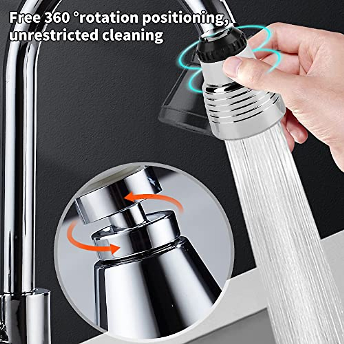 360°Swivel LED Faucet Sprayer,3Colors Temperature Controlled Faucet Spray Head,Anti- LED Faucet Sprayer,Anti-Splashing and Water-saving Faucet Sprayer Head for Kitchen and