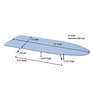 Household Essentials 120101-0 Collapsible Space Saving Tabletop Ironing Board with Folding Legs | Blue, 12" X 31"