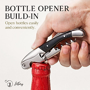 Jettory Wine Opener - Professional Waiters Corkscrew w/Foil Cutter, Beer Opener & Dual Hinge for Wine Bottle - Stainless Steel Wine Key for Servers, Bartenders and Home Use