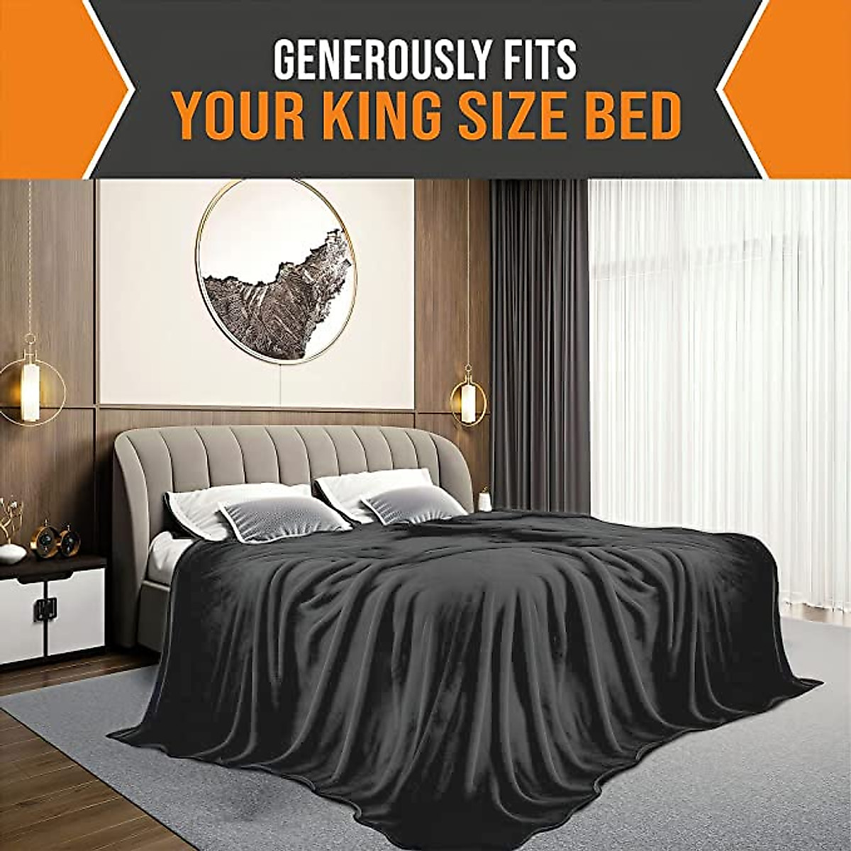Oversized King Blanket 120x120 - Extra Large Blanket - Biggest Blanket in the World - 10x10 Family Blanket - Super Cozy Fleece Throw - Huge Blanket for Bed - Biggest Gift of 2023 (Dark Gray)