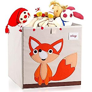 Vmotor Foldable Animal Canvas Storage Toy Box/Bin/Cube/Chest/Basket/Organizer For Kids, 13 inch(Fox)