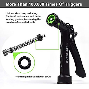 IRRIGLAD Hose Nozzle 2 Pack, Full Size Pistol Grip Water Nozzle Sprayer with Threaded Front, High Pressure Nozzle, Adjustable Spray Water Flow for Watering Plants, Showering Pet, Washing Car, Cleaning