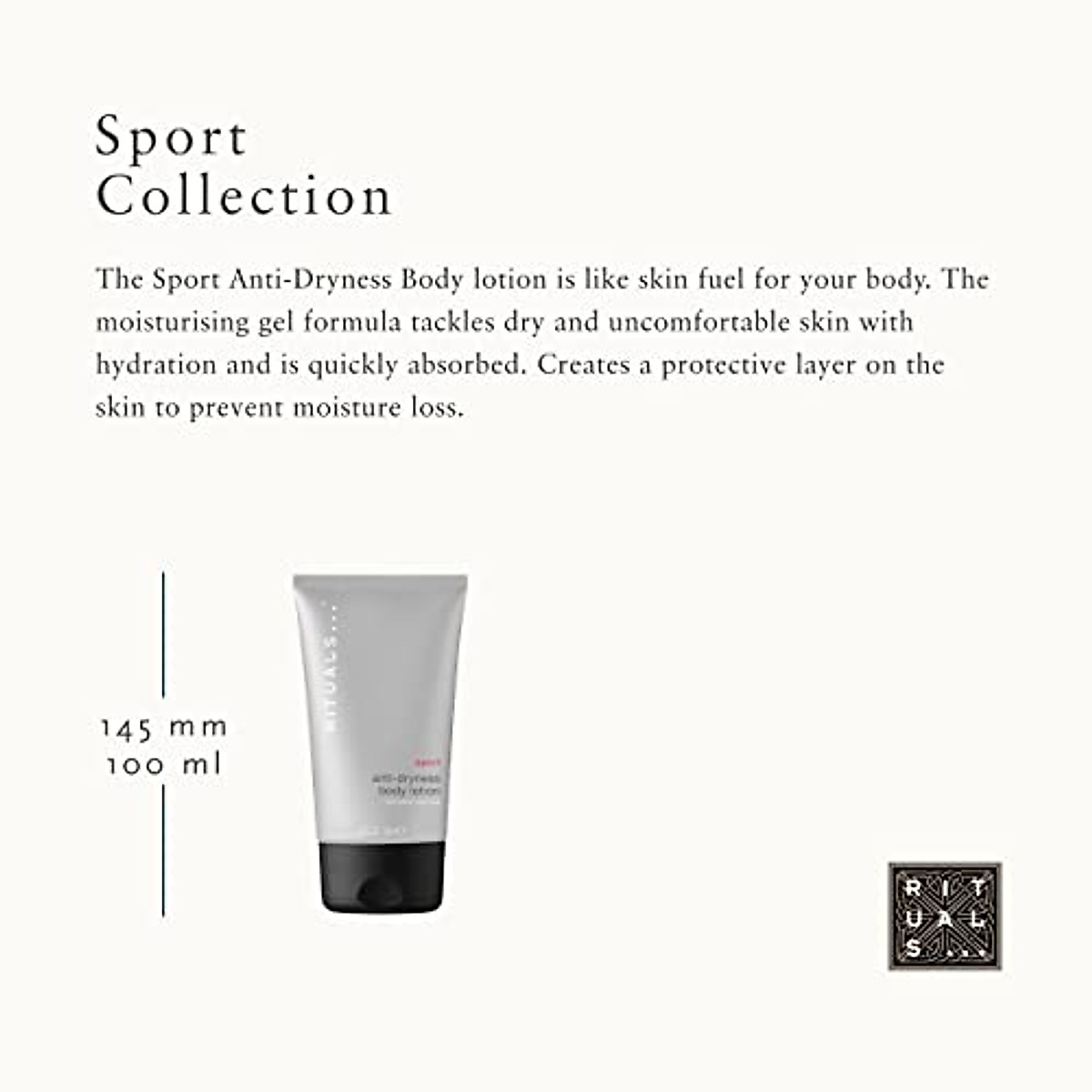 RITUALS Sport Invigorating Anti-Dryness Body Lotion - Moisturizer with Activated Charcoal - 3.3 Fl Oz