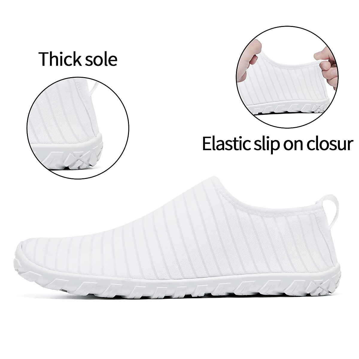 Racqua Men&Women Breathable Water Shoes Aqua Socks for Hiking Diving Surf Diving Sport Quick-Dry Pool Beach Swim Shoes White 10.5W/9.5M