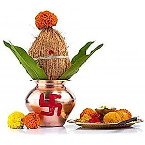 Copper Kalash Lota Pot, Puja Wedding Purpose Temple, Home and Perfect for gift.Capacity 500 ML,100% Pure Copper Vessel Lota Kalash, (Size in inches 4 x 4.2 x 4)1 Pc