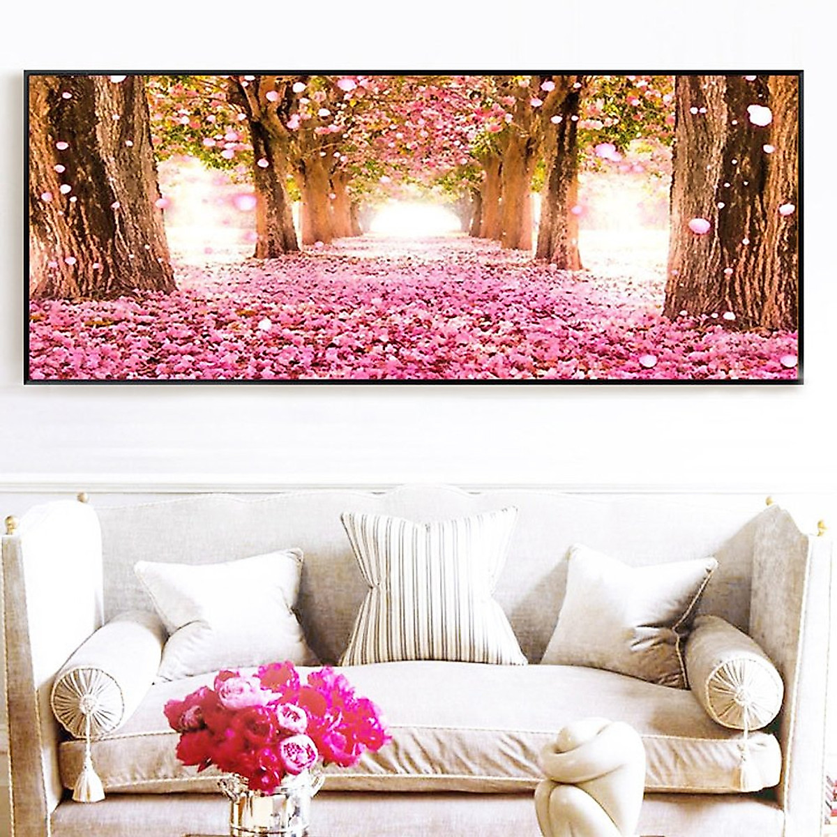 tomungs Large 5d Diamond Painting Kits for Adults Full Drill Cherry Blossom Flower Tree Paint by Diamonds DIY Round gem Paintings Pack 3D Diamond Painting Bead Art kit Size 130 X 50 cm