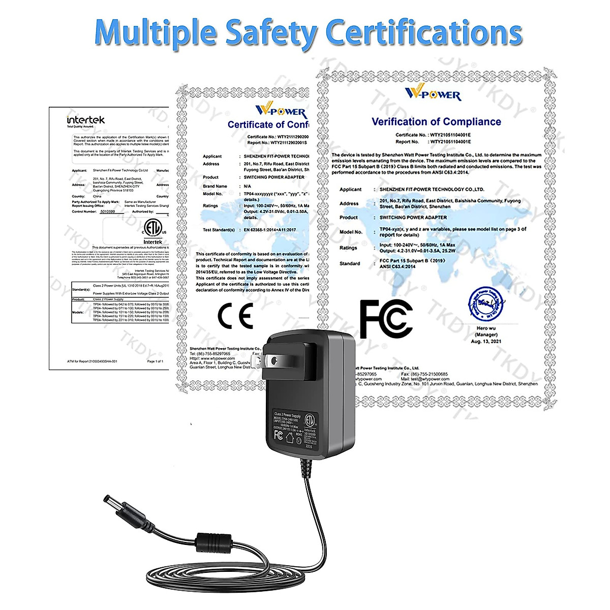 TKDY 24V DC Power Supply Cord, 100-240V AC to DC 24 Volt 1.5A 1A 0.5A 24Vdc Power Adapter, for DC24V LED Strip Lights Diffuser Humidifier and More (Not 24V Battery Charger).