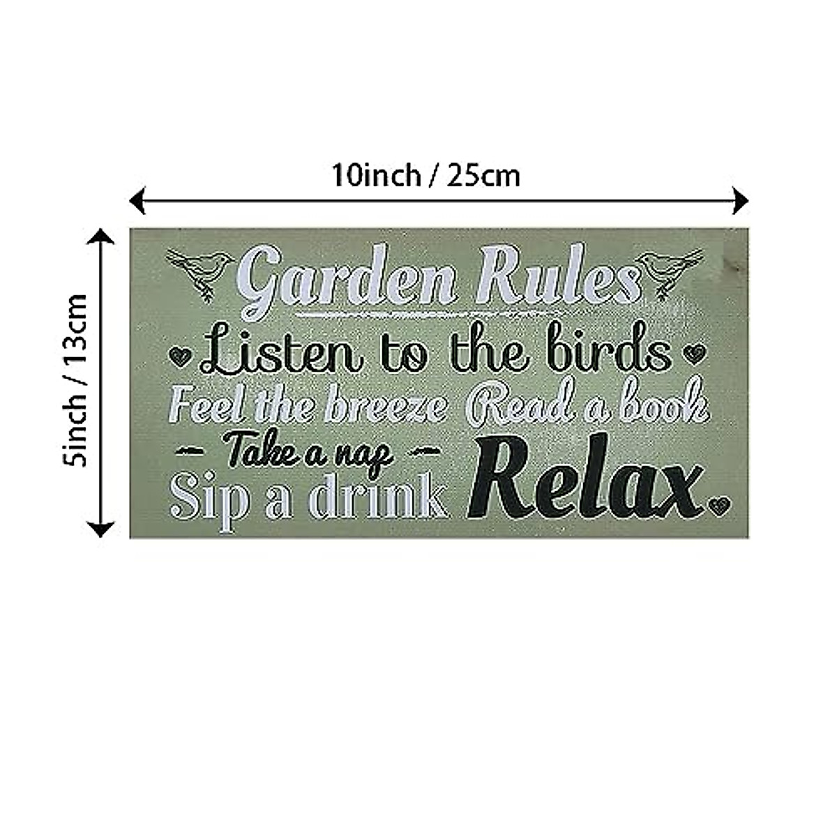 Garden Rules - Garden Wood Sign，Porch Sign，Wall Hanging Sign，Home Wall Art Decor Wood Sign，Wooden Board for Wall，Outdoor Garden Plaque Gift 5 x 10 Inch