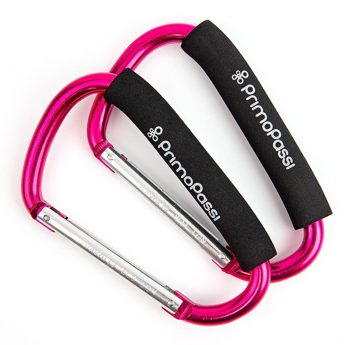 Primo Passi - Large Stroller Hook | 2 Large Stroller Organizer Hook Clip for Purse Shopping and Diaper Bags | Stroller Hanger - Pink