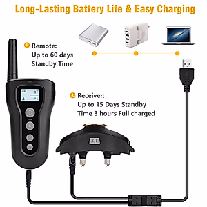 Bousnic Dog Training Collar 2 Dogs Upgraded 1000ft Remote Rechargeable Waterproof Electric Shock Collar with Beep Vibration Shock for Small Medium Large Dogs (15lbs - 120lbs)