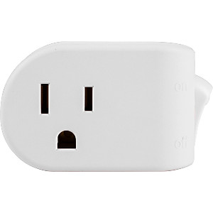 GE Grounded Power Switch, Outlet Extender, 3-Prong, Easy to Install, for Indoor Lights and Small Appliances, Energy Efficient Adapter, Space Saving Design, UL Listed, White, 25511