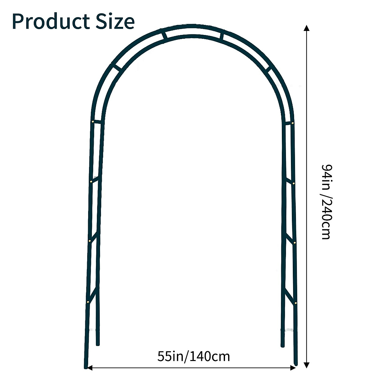 RUBFAC Metal Garden Arch, Wedding & Event Decoration, Garden Trellis for Climbing Plants, Assemble Freely 2 Sizes for Various Climbing Plant Roses Vines Bridal Party Decoration, Army Green, 1 Pack