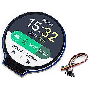 waveshare 1.28inch Round LCD 240×240 Resolution 65K RGB IPS Display Module for Arduino Raspberry Pi Jetson Nano STM32,SPI Interface GC9A01 Driver Clear and Colorful Displaying Effect