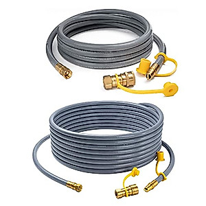 GASPRO 3/8-Inch Natural Gas Quick Connect Hose, Propane to Natural Gas Conversion Kit for Grill, Smoker, Fire Pit, Patio Heater and More, 12 Feet and 24 Feet, 2 Pack