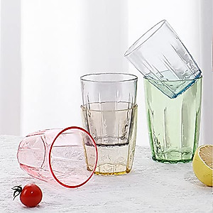 ZEAYEA Set of 6 Acrylic Drinking Cups, 14 oz Unbreakable Water Tumblers, Reusable Plastic Drinking Glasses, Stackable Beverage Tumbler for Water, Juice, Lemonade, Ice Coffee, BPA-free, Dishwasher Safe