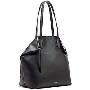 Calvin Klein Brenda Top Zip Tote, Black/Silver