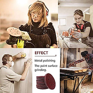 80 Pack 5 inch Sanding Discs Kit 8 Hole Sander for Drill Polishing Pad Hook and Loop Plate 60 80 120 180 240 400 600 800 Grit Sandpaper Abrasive Tool