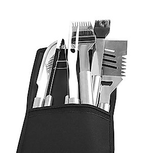 BBQ Tool Storage Bags Barbecue Hardware Tool Holder Pouch Barbecue Tool Holder Bags for Camping Backyard Barbecue(only Bag)