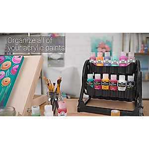 Plaid Rotational Organizer Storage Container That Stores 24 Standard 2 fl oz Bottles of Acrylic Paint for DIY Arts and Crafts, 31100, Black