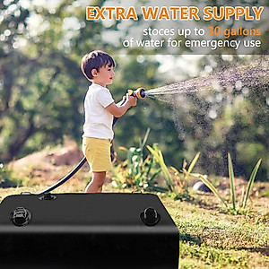 Aipudi Portable Water Tank, 30 Gallon Water Storage Container with 3/4'' PVC Spigot and Overflow Kit, Foldable Water Tank for Garden Water Catcher, Camping Emergency Water Storage Bladder, Black 110L