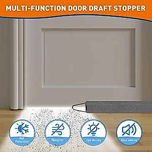 MAGZO Door Draft Stopper 32 Inches, Weighted Rectangle Door Snake for Winter Noise Blocker with Hook Loops,Gray