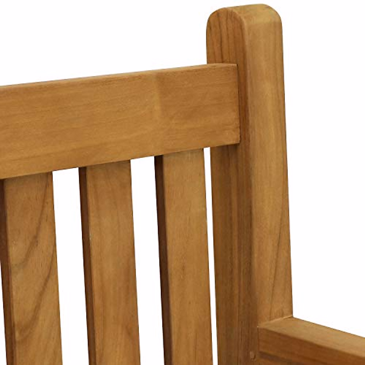 Sunnydaze Solid Teak Outdoor Bench - Light Brown Wood Stain Finish - Mission Style - 59 Inches Long - Patio, Deck, Lawn, Garden, Terrace or Backyard