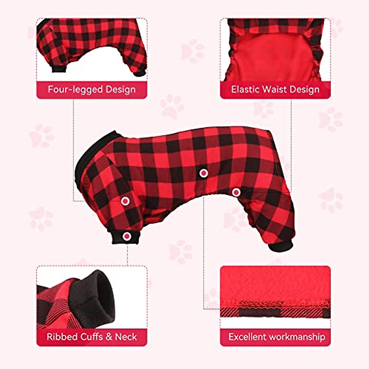 Dog Fleece Sweater Buffalo Plaid Dog Sweater Dog Clothes Dog Outfit Soft Thickening Warm Pet Clothes Sweaters for Dogs Girl & Boy(M)