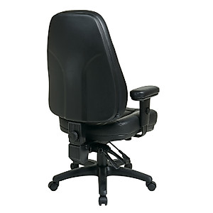 Office Star EC Series Professional Executive Ergonomic High Back Office Chair with Dual Function Control, Padded Contour Seat and Adjustable Padded Arms, Black Bonded Leather