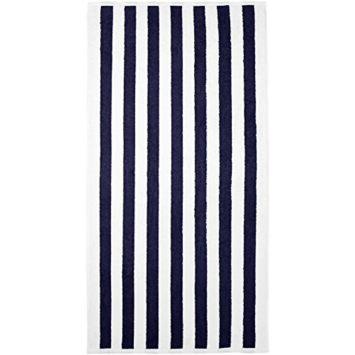 Amazon Basics Cabana Stripe Beach Towel - 2-Pack, Navy Blue