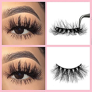 Fluffy Lashes Mikiwi Faux Mink Eyelashes, 9D Volume Fluffy Eyelashes, Faux Mink Lashes Wispy EyeLashes, Reusable Long 22mm lash Pack