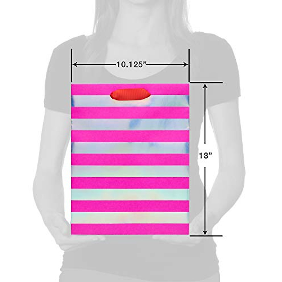 Papyrus 13" Large Gift Bag (Pink Stripes) for Birthdays, Bridal Showers, Baby Showers and All Occasions (1 Bag)