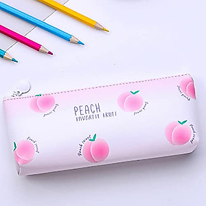 Fabric Pencil Pouch For Girls Pencil Bags With Zipper For Cute School Large Pencil Case ，For Women Teens Girls Adults Student Big Capacity Grid Pencil Case For Teen Girls (A-Peach pencil case)