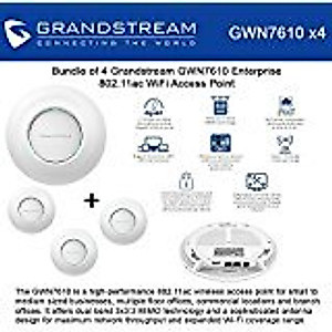 Bundle of 4 Grandstream GWN7610 high-performance Enterprise 802.11ac WiFi Access Point