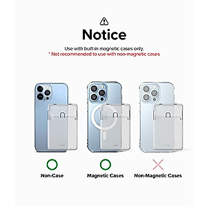 Ringke Magnetic Stand Slot Card Holder [Phone Wallet + Stand] ID & Credit Card Holder for Phone Case, Magnetic Card Wallet Compatible with Magsafe, iPhone 13, 12, Pro Max Mini - Clear & Light Gray