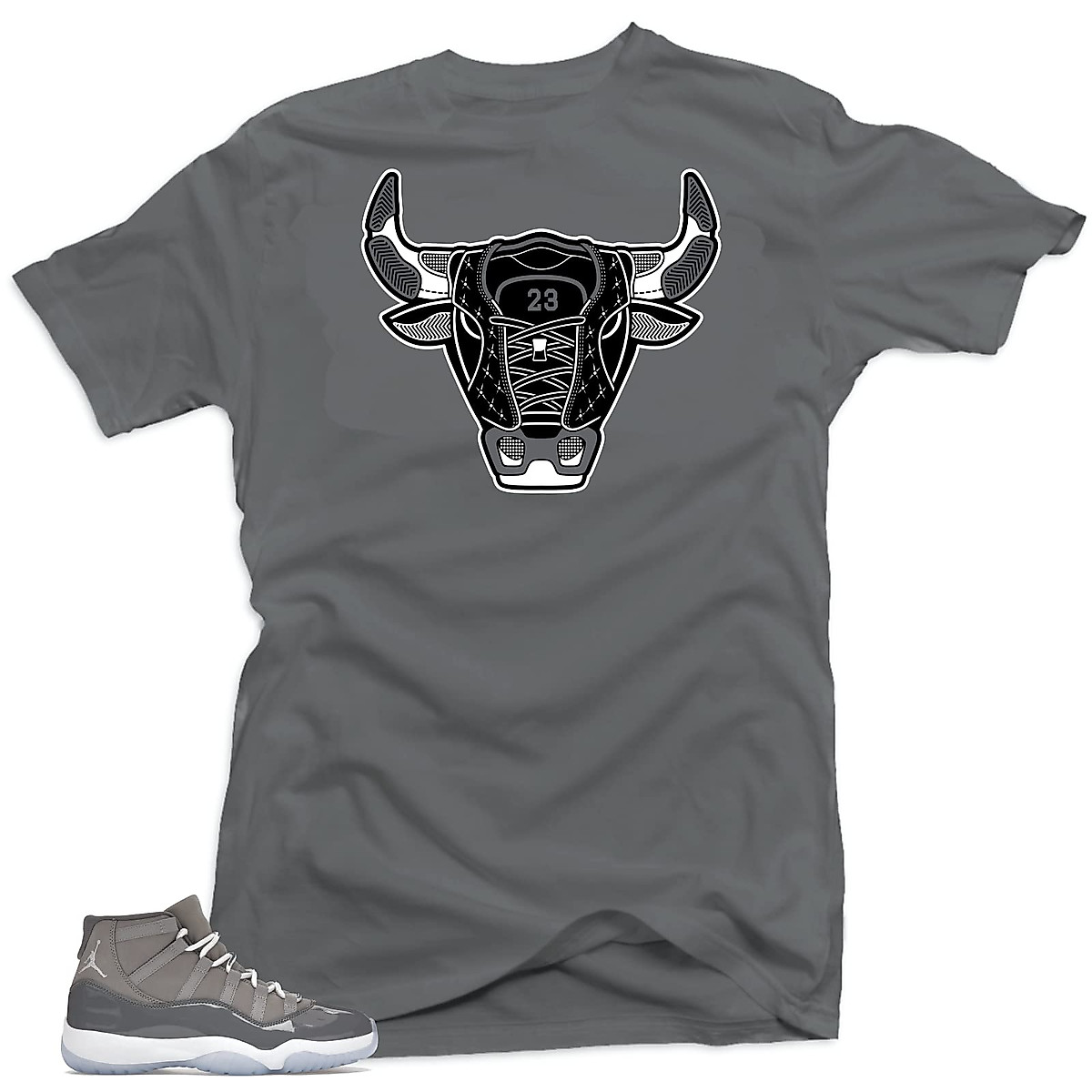 Jordan 11 Cool Grey Match Tees - Bull 11 Grey | XX-Large