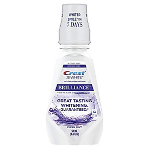 Crest 3D White Brilliance Alcohol Free Whitening Mouthwash, Clean Mint, 16.9 Fluid Ounce