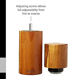 Adhoc Acacia Wood Salt or Pepper Mill - Wood Salt & Pepper Grinders with an Aroma Cap - Refillable Spice Tools - Hand Wash Kitchen Gadget - Brown, 5.5"