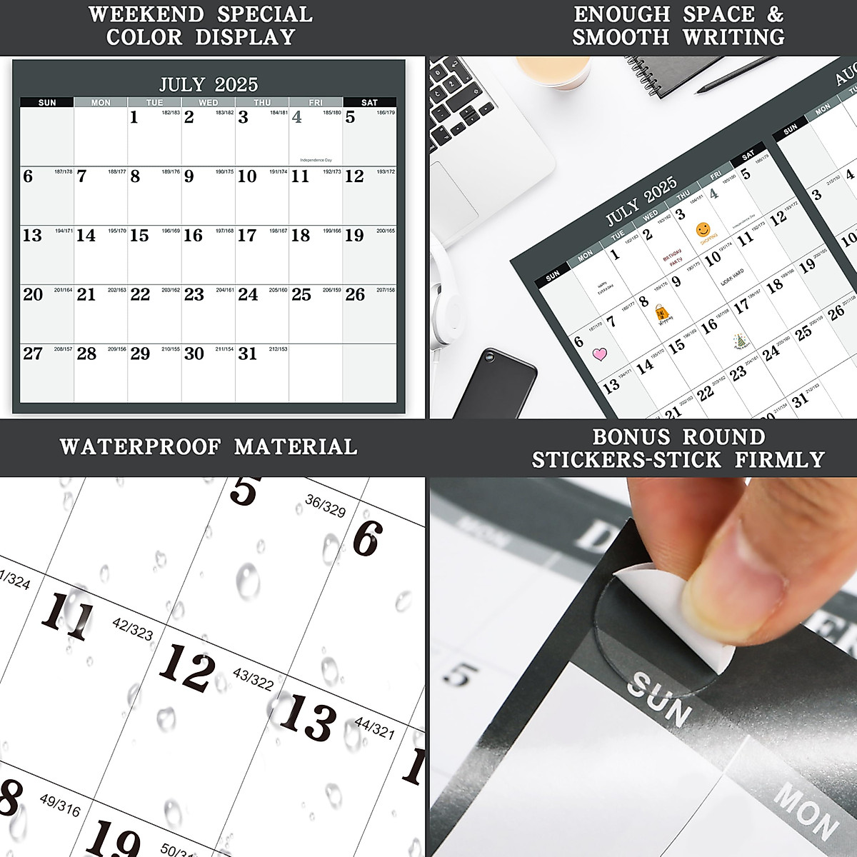 2023 Yearly Wall Calendar - 2023 Dry Erase Wall Calendar, Yearly Wall Calendar 2023 with Julian Date, 34.6" x 22.9" Full Year Wall Calendar, Jan. 2023 - Dec. 2023, Large, Wet & Dry Erase Laminated, Vertical/Horizontal, Reversible - Classic Grey