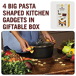 Pasta Grande - Fun Pasta Shaped Silicone Kitchen Tools in a Gift Box / 4 of our Pasta-shaped kitchen gadgets in one festive giftbox/Farfalloni, Ravioli, Penneli & Mafaldine/by Monkey Business