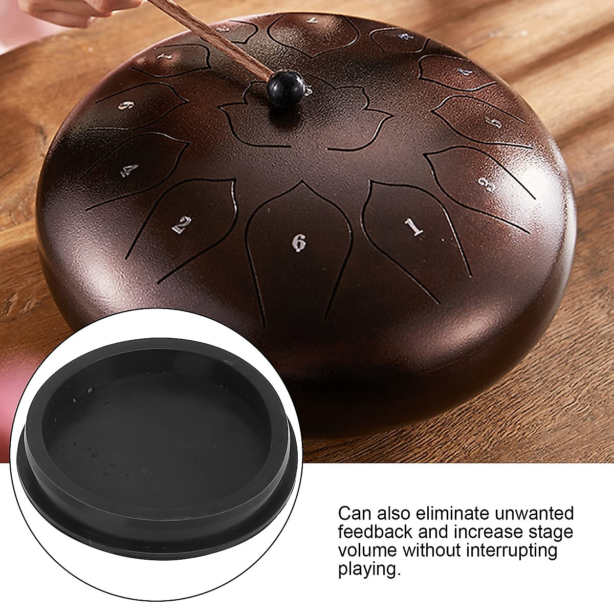 Tongue Drum Base Cover Accessory, Rubber Tongue Drum Bottom Cap Handpan Soundhole Cap Handpan Sound Cap for Spiritual Rehabilitation for Yoga Practice(75mm inner hole)